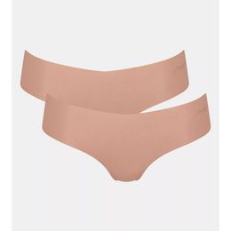 Sloggi Damen Sloggi Slip &raquo;ZERO Modal 2.0 Hipster 2P&laquo; nahtlos und weich beige XS