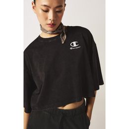 Champion Damen T-Shirt Kurzarm-Design, mit Rundhalsausschnitt, aus Baumwolle schwarz M (40)