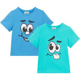 bonprix Jungen bonprix T-Shirt Packung, 2 Stk. bequeme Passform, Kurzarm-Design, aus Baumwolle gr&uuml;n 92/98