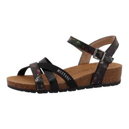 Mustang Shoes Damen Sandalette &raquo;Magnolia&laquo; Riemchensandale, Sommerschuh mit modischem Druck schwarz 37
