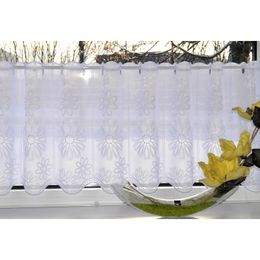 Stickereien Plauen Scheibengardine &raquo;Lilienzeit&laquo; Stangendurchzug 1 Stk. tlg. wei&szlig; Voile, Polyester 40cm, Stangendurchzug, 95cm
