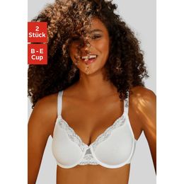 petite fleur by Lascana B&uuml;gel-BH Packung, aus Baumwolle mit zarter Jacquardspitze schwarz 95, Cup C B&uuml;gel-BH