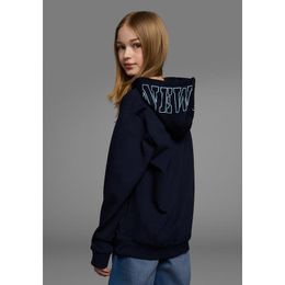 Kidsworld M&auml;dchen Kidsworld Kapuzensweatshirt &raquo;, Hoodie mit Print auf der Kapuze&laquo;, Langarm, weite Passform, stylischer Druck, Basic-Stil blau 152/158