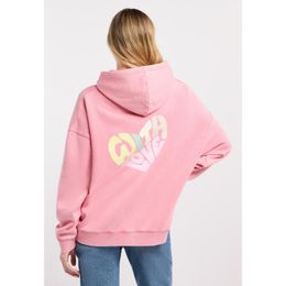 Ragwear Damen Kapuzensweatshirt &raquo;GERMMA PP&laquo;, Oversized mit K&auml;ngurutasche, Kapuze und Herz-R&uuml;ckenprint pink M