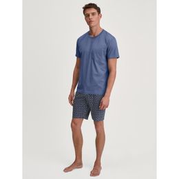 Calida Damen Calida Shorty &raquo;Relax Imprint 2&laquo; 2 tlg. kurzarm, Rundhals, Brusttasche blau XXL (58/60)