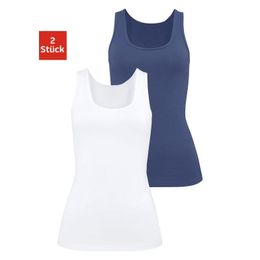 H.I.S. H.I.S Damen Unterhemd 2er-Pack, aus elastischer Baumwoll-Qualit&auml;t, Tanktop, Unterziehshirt blau 36/38, N-Gr