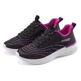 Lascana Damen Lascana Sneaker &raquo;Halbschuh, Schn&uuml;rschuh, Freizeitschuh, Turnschuhe,&laquo; aus Textil mit Farbakzenten schwarz 42