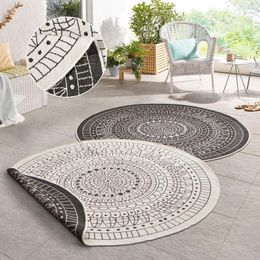 Hanse Home Teppich &raquo;Porto Wendeteppich&laquo; rund 5 mm H&ouml;he In-& Outdoor, Wetterfest, Balkon, Garten, Wohnzimmer, Wasserfest schwarz Kunstfaser &Oslash; 100cm 1 