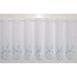 Stickereien Plauen Scheibengardine &raquo;Seestern&laquo; Stangendurchzug 1 Stk. tlg. wei&szlig; Voile, Polyester 40cm, Stangendurchzug, 95cm