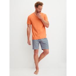 Calida Damen Calida Shorty &raquo;Relax Imprint 4&laquo; 2 mit V-Ausschnitt und kurzen &Auml;rmeln, Hose gemustert orange S (46/48)