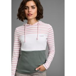Kangaroos Damen Kangaroos Kapuzenshirt aus Rippware, mit Kapuze, figurbetonte Passform, h&uuml;ftbedeckende L&auml;nge rosa 36/38