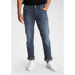 Bruno Banani Herren Straight-Jeans &raquo;Dylan&laquo; gerade Beinform, Used-Waschung, niedrige Leibh&ouml;he blau 36, L&auml;nge 34