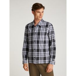 Calvin Klein Herren Karohemd &raquo;TWILL CHECK SNAPS OVERSHIRT&laquo; mit Logoprint schwarz XL, N-Gr