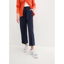 bonprix Damen bonprix Culotte &raquo;Culotte aus luftigem Leinen-Mix&laquo; aus Leinen-Mix, mit Bindeband, Loose Fit, kn&ouml;chelfrei blau 42, N-Gr