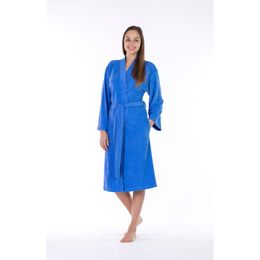 Framsohn frottier Damenbademantel &raquo;Jersey&laquo; besonders leicht, Reisebademantel blau Jersey M L: 105cm