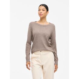 Vila Damen Rundhalspullover &raquo;VIRIL O-NECK L/S KNIT TOP - NOOS&laquo; Viskosemischung, regular fit braun L