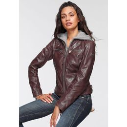 Mauritius Damen Lederjacke &raquo;NOLA&laquo; mit Kapuze Two-in-One Style - mit abnehmbarer Jersey-Kapuze rot S (36) Trachtenmode