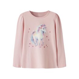 name it M&auml;dchen Langarmshirt &raquo;NMFKIMIA LS TOP BOX&laquo; Baumwollmischung, regular fit rosa 122/128