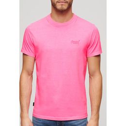 Superdry Herren Rundhalsshirt &raquo;ESSENTIAL LOGO EMB NEON TEE&laquo; aus Baumwolle und Single Jersey, normale Passform, ohne Kragen rosa 3XL