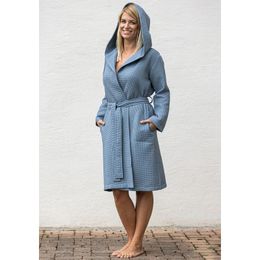 Framsohn frottier Damenbademantel &raquo;Waffelpiqu&eacute;&laquo; mit feiner Wabenstruktur blau Baumwolle S L: 100cm