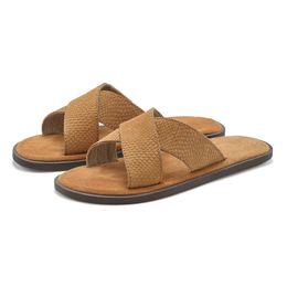 Beach Time Beachtime Herren Pantolette &raquo;Sommerschuhe, offener Schuh, Sandale&laquo; NEU aus weichem Leder mit leichter Sohle braun 43