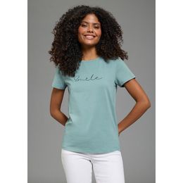 Laura Scott Damen T-Shirt im Basic-Stil, mit Rundhalsausschnitt, aus elastischem Single Jersey blau 32/34