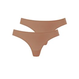 Lascana Damen Lascana String 2er-Pack, aus weicher und hoch elastischer Microfaser braun 40/42