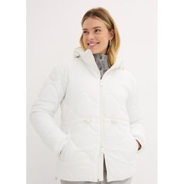 bonprix Damen bonprix Steppjacke &raquo;Steppjacke&laquo; mit Kapuze Casual Stil, Kurzparka mit Taillen-Kordelzug, hochwertige Steppung wei&szlig; 38