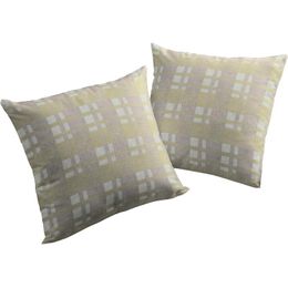 WIRTH Dekokissen &raquo;Laufenberg&laquo; Kissenh&uuml;lle ohne F&uuml;llung, 2 St&uuml;ck gr&uuml;n Baumwolle, Polyester B/L: 40cm x 40cm, 2 Stk.