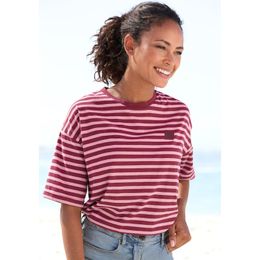 ELBSAND Damen T-Shirt &raquo;Kia&laquo; mit halblangen &Auml;rmeln uns Streifenoptik rot L (40)