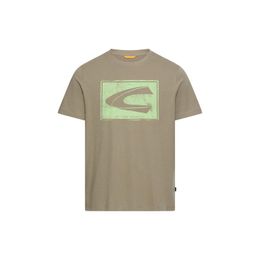 Camel Active Herren Camel Active T-Shirt normale Passform, Kurzarm-Design, bedruckte Optik mit Logo-Print beige XL