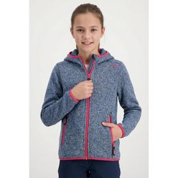 CMP M&auml;dchen CMP Strickfleecejacke &raquo;KID G JACKET FIXED HOOD&laquo; mit Kapuze w&auml;rmende Strickfleecejacke aus Polyester, mit Kapuze und Kinnschutz blau 164