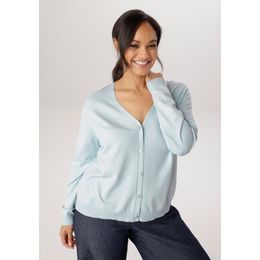 Aniston Plus Damen Aniston PLUS Strickjacke mit edlen Kn&ouml;pfen blau 50