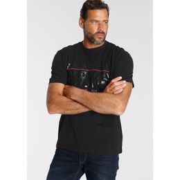 MAN'S WORLD Man's World Herren T-Shirt Kurzarm, mit Print, Rundhals, aus Baumwolle, auch in gro&szlig;en Gr&ouml;&szlig;en schwarz L (52/54)