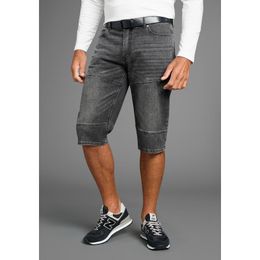 H.I.S. H.I.S Herren Jeansbermudas &raquo;HANTZ&laquo; Set, mit abnehmbarem G&uuml;rtel, 2 Stk. gerader Beinschnitt, Used-Look mit Abriebeffekten grau 30, N-Gr