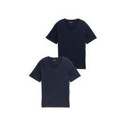 Tom Tailor Herren Tom Tailor T-Shirt Packung, 2 Stk. mit V-Ausschnitt, Doppelpack blau S
