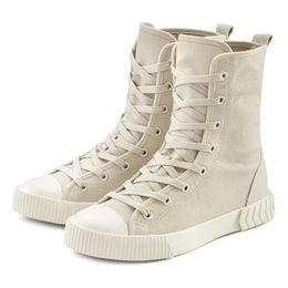 Lascana Damen Lascana Stiefelette im Combat Look, High Top Sneaker, Schn&uuml;rschuh, Textil-Boots beige 39