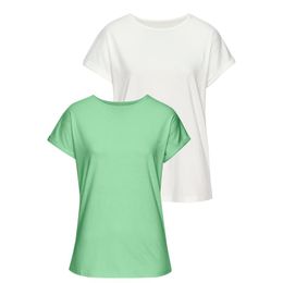 Vivance By Lascana Damen Vivance by Lascana T-Shirt aus luftiger Bio-Baumwoll-Qualit&auml;t gr&uuml;n 44/46