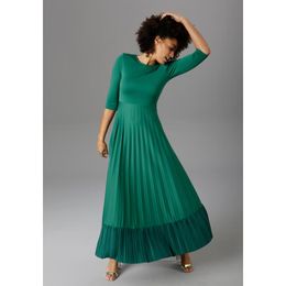 Aniston Casual Damen Aniston CASUAL Maxikleid Rockteil mit Volant aus Plissee gr&uuml;n 46, N-Gr