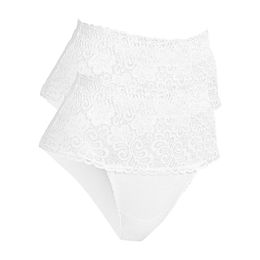 bonprix Damen bonprix Shapingslip Packung, 2 Stk. mit Spitze, mit Netzfutter, eng anliegende Passform, 2er Pack wei&szlig; 38, 2 Stk.