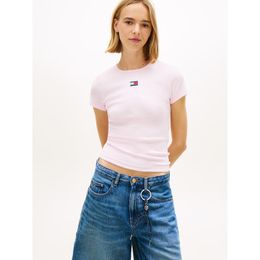 Tommy Jeans Damen Kurzarmshirt &raquo;TJW SLIM BADGE RIB TEE&laquo; mit gerippter Struktur M (38)
