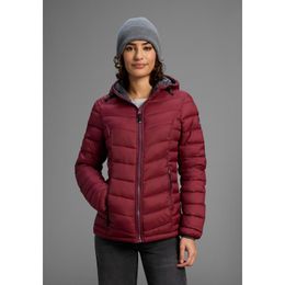 Polarino Damen Steppjacke mit Kapuze &Uuml;bergangsjacke f&uuml;r k&uuml;hle Tage, aus leichtem Webmaterial rot 38