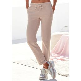 H.I.S. H.I.S Damen Sweathose Schlupfhose mit kleinem Aufschlag am Saum, Loungewear beige 52/54, N-Gr