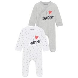 Kidsworld Jungen Kidsworld Schlafoverall &raquo;2er Schlafoveralls: I love Mummy / I love Daddy&laquo; Packung, 2, 2 Stk. aus Bio-Baumwolle, Baby-Overalls grau 62