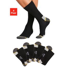 John Devin Herren Arbeitssocken &raquo;Herrensocken mit breitem geripptem Schaft&laquo; Packung, 4 Paar tlg. Mit Hochfersen und &Uuml;berzehen Pl&uuml;sch schwarz 39-42