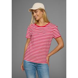 AJC Damen AJC T-Shirt Kurzarm, taillierter Schnitt, gestreift, Rundhalsausschnitt bunt 36/38 (S)