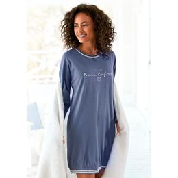 Vivance Dreams By Lascana Damen Vivance Dreams by Lascana Nachthemd mit Ripp-Abschl&uuml;ssen blau 36/38, N-Gr