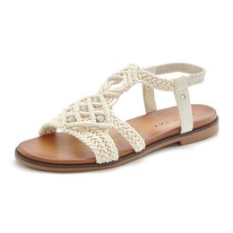 Lascana M&auml;dchen Lascana Sandale &raquo;Sommerschuh, offener Schuh, Pantolette,&laquo; in trendiger H&auml;keloptik, Glitzerdetails und elastischen Riemchen beige 37