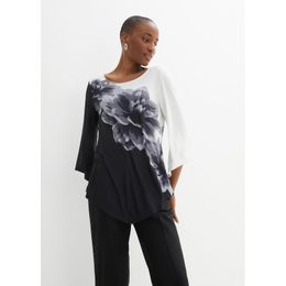 bonprix Damen bonprix Tunikashirt loose fit, 3/4-&Auml;rmel, mit spitz zulaufendem Saum, pflegeleicht 36/38 (S)
