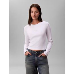 Calvin Klein Jeans Damen Langarmshirt Rundhalsausschnitt, figurbetonte Passform, Logodruck XS (36)